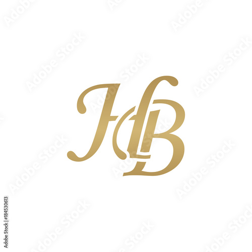 Initial letter HB, overlapping elegant monogram logo, luxury golden ...