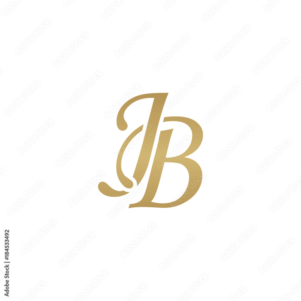 Initial letter JB, overlapping elegant monogram logo, luxury golden ...