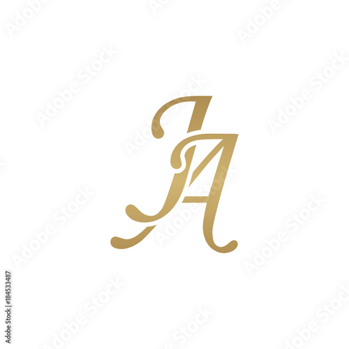 Initial letter JA, overlapping elegant monogram logo, luxury golden ...