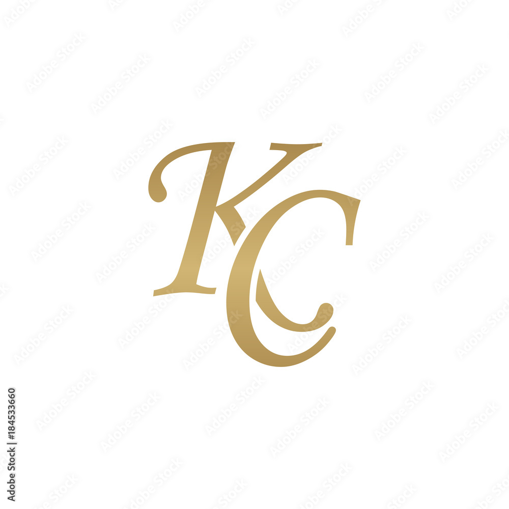 Initial letter KC, overlapping elegant monogram logo, luxury golden ...
