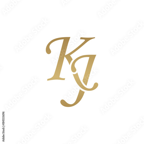 Initial letter KJ, overlapping elegant monogram logo, luxury golden ...
