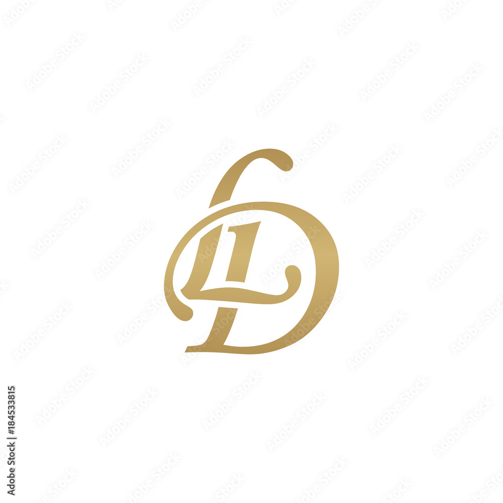 Initial letter LD, overlapping elegant monogram logo, luxury golden ...