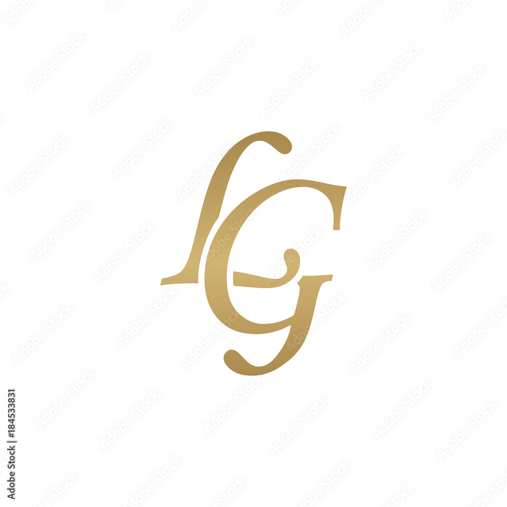Initial letter LG, overlapping elegant monogram logo, luxury golden ...