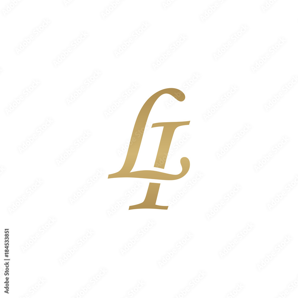 Initial letter LI, overlapping elegant monogram logo, luxury golden ...