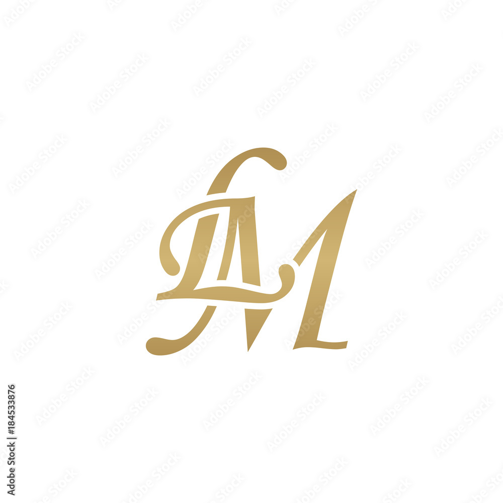 Initial letter LM, overlapping elegant monogram logo, luxury golden ...