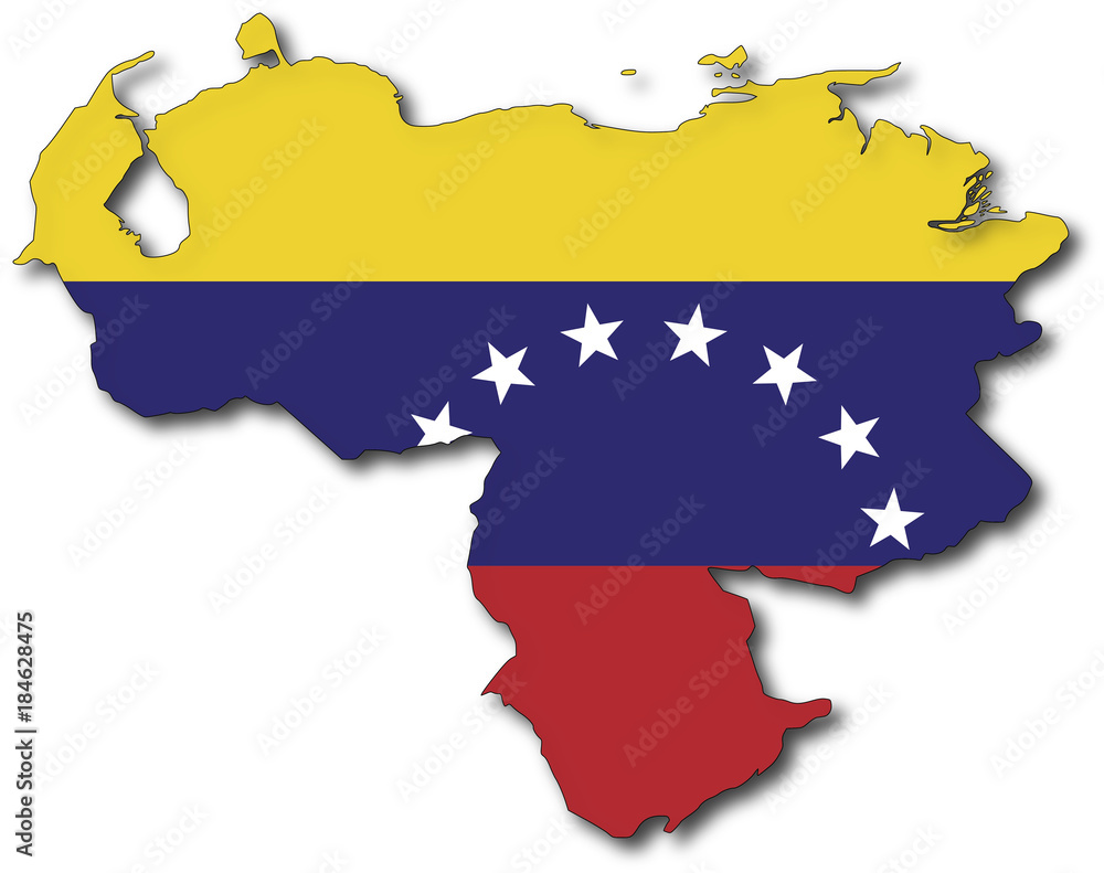 vector flag map of venezuela, outline drawing with shadow Stock Vector ...