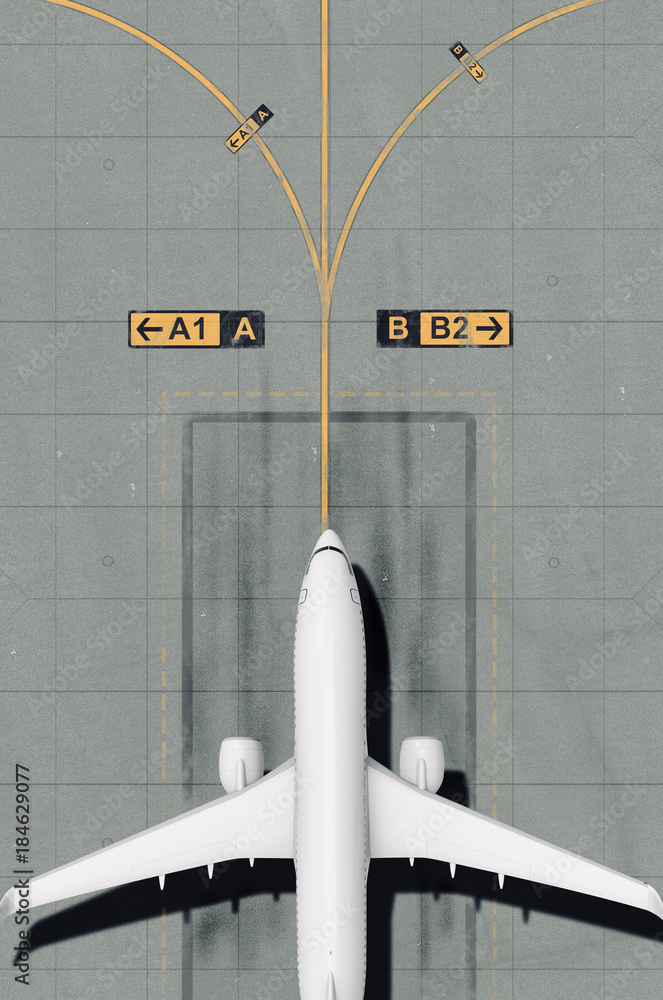 Airport runway with airplane (top view) Stock Illustration | Adobe Stock