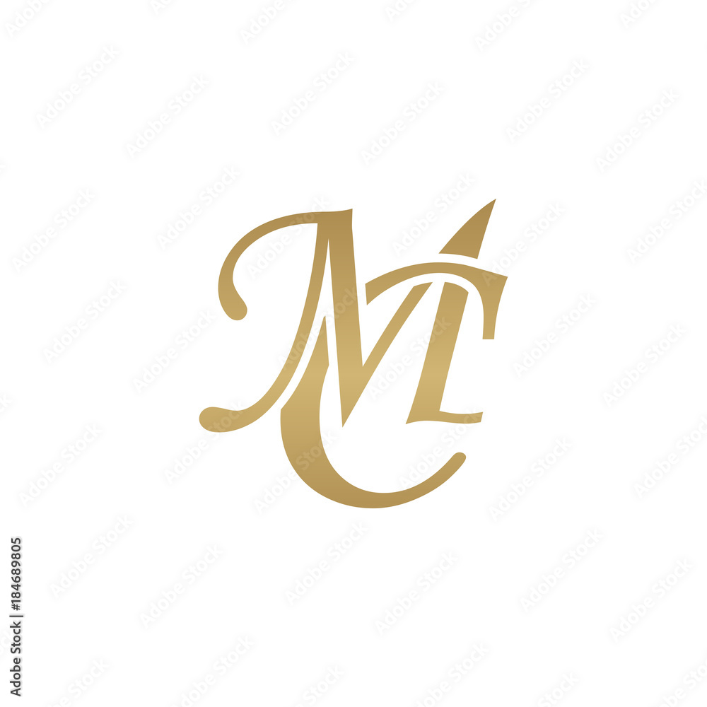 Initial letter MC, overlapping elegant monogram logo, luxury golden ...