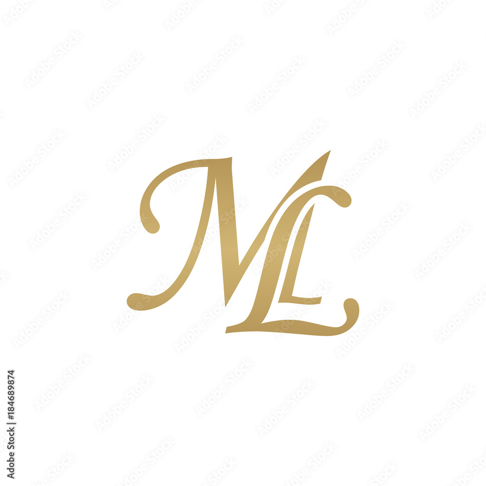Initial letter ML, overlapping elegant monogram logo, luxury golden ...