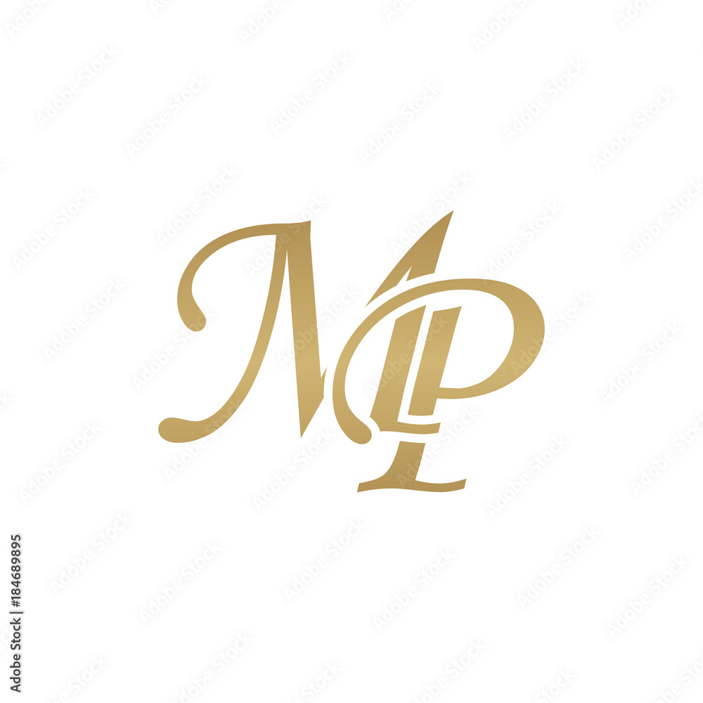 Initial letter MP, overlapping elegant monogram logo, luxury golden color Stock Vector | Adobe Stock
