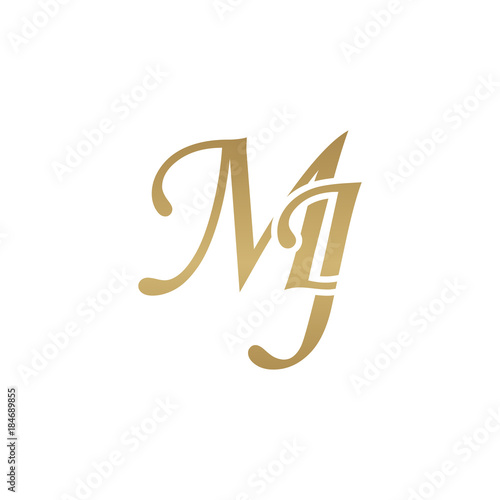Initial letter MJ, overlapping elegant monogram logo, luxury golden ...