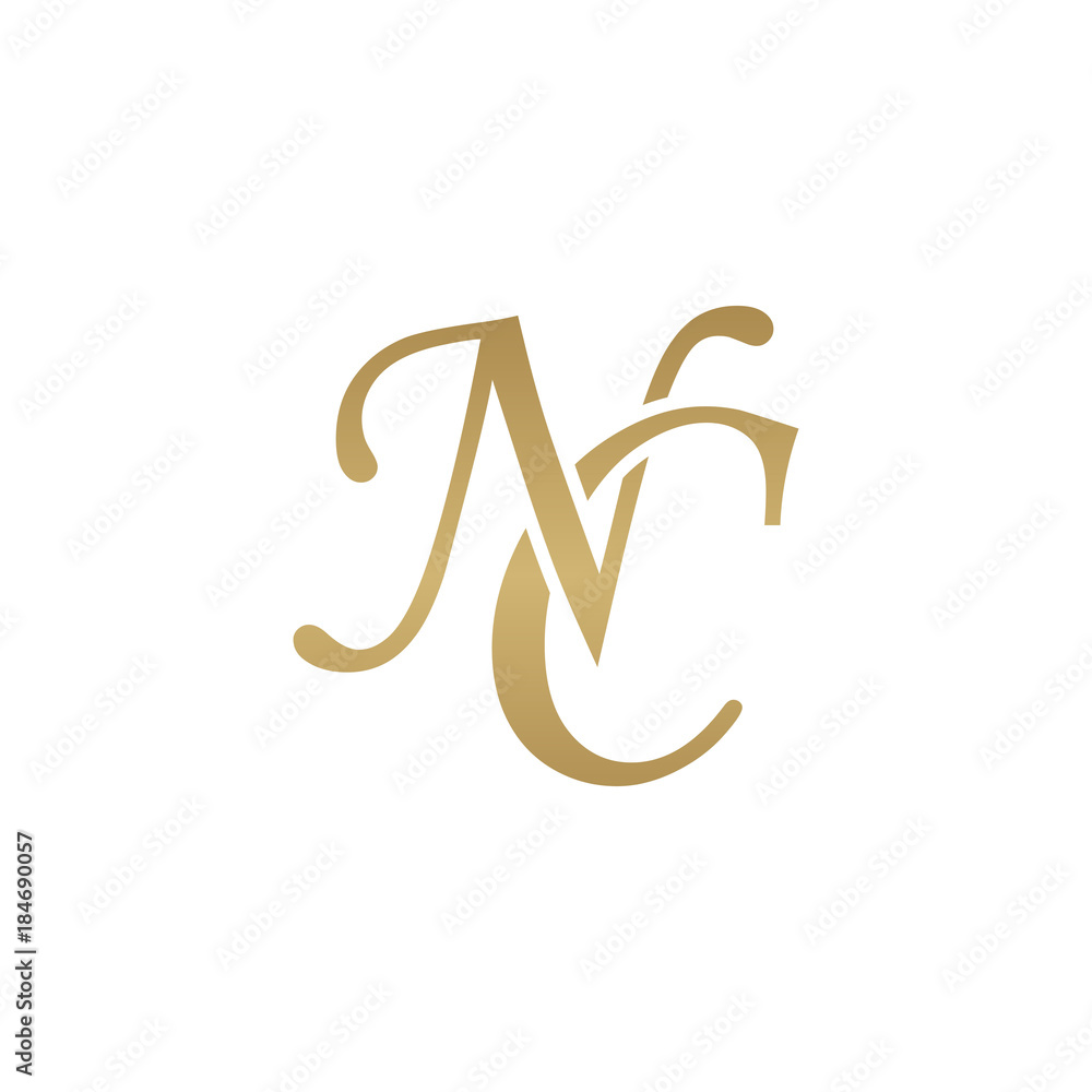 Initial letter NC, overlapping elegant monogram logo, luxury golden ...