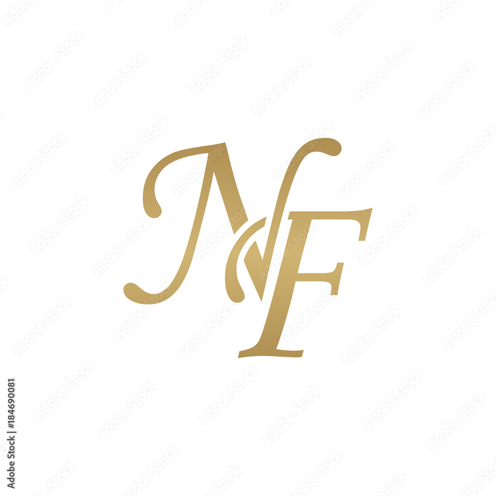 Initial letter NF, overlapping elegant monogram logo, luxury golden ...