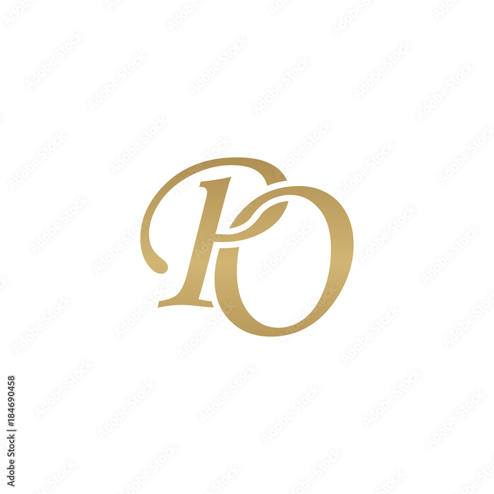 Initial letter PO, overlapping elegant monogram logo, luxury golden ...