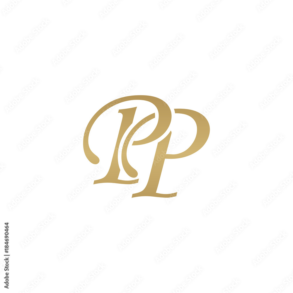Initial letter PP, overlapping elegant monogram logo, luxury golden ...