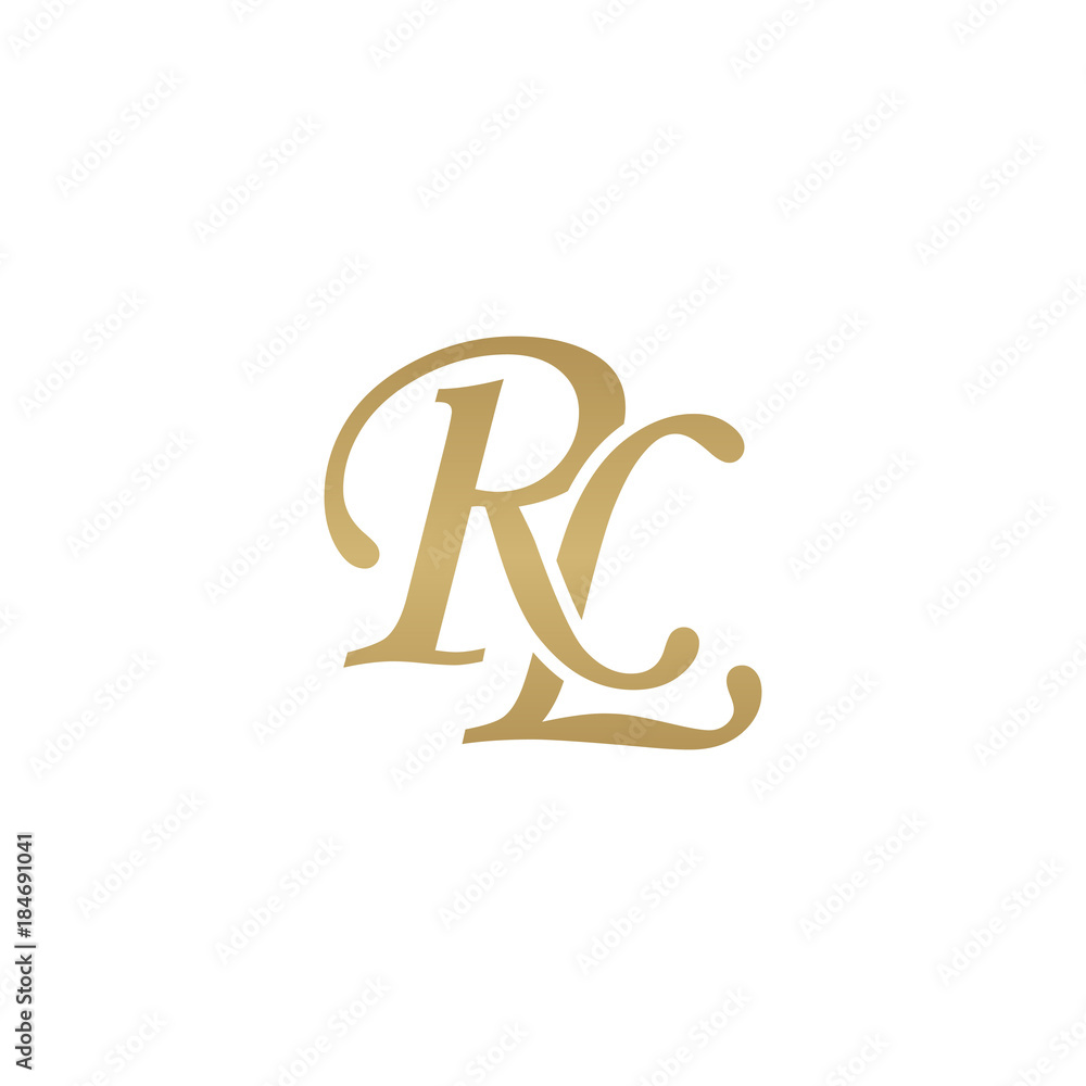 Initial letter RL, overlapping elegant monogram logo, luxury golden ...