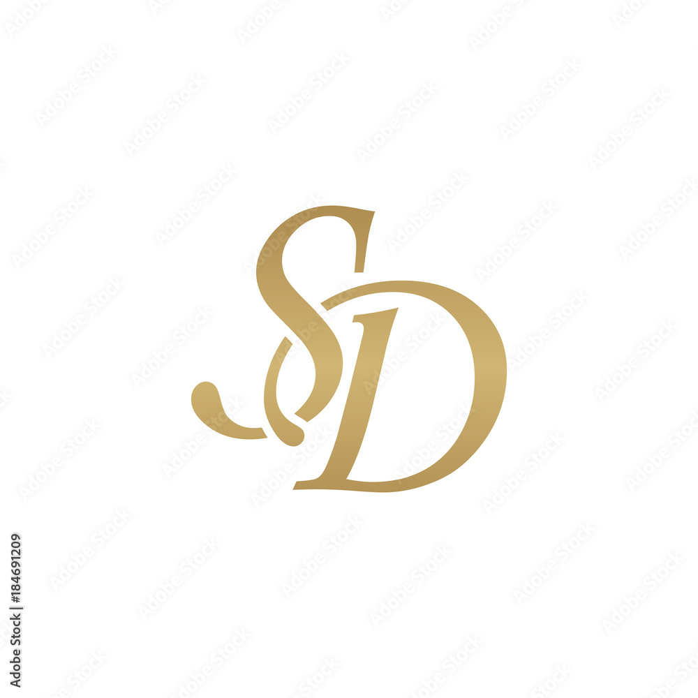 Initial letter SD, overlapping elegant monogram logo, luxury golden ...