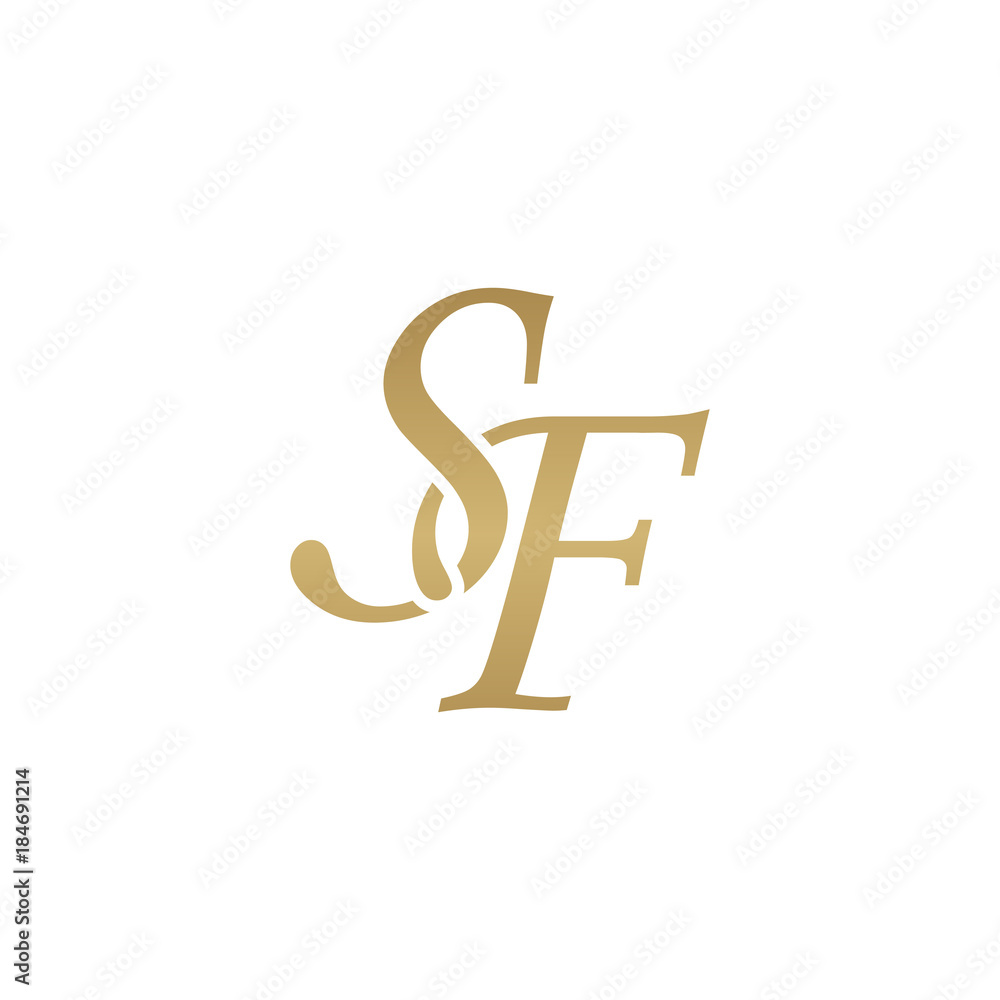 Initial letter SF, overlapping elegant monogram logo, luxury golden ...