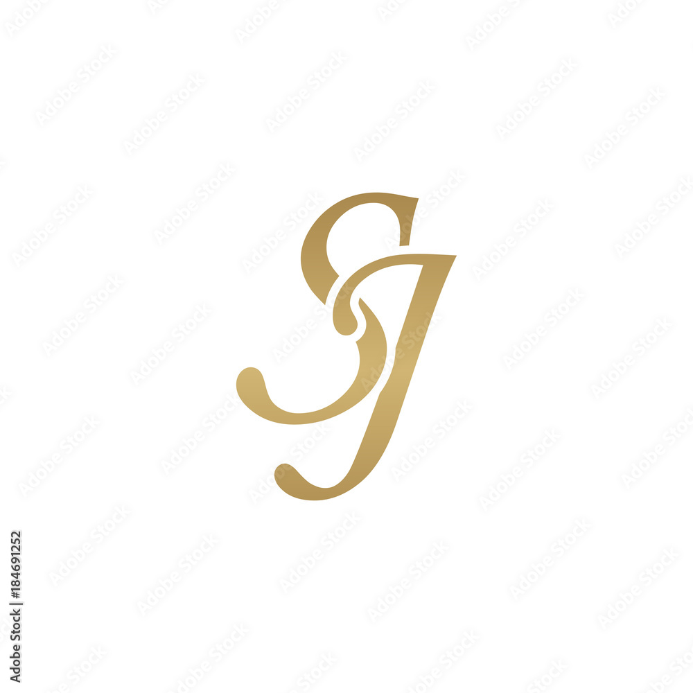 Initial letter SJ, overlapping elegant monogram logo, luxury golden ...
