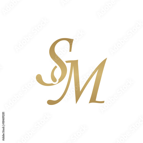 Initial letter SM, overlapping elegant monogram logo, luxury golden ...