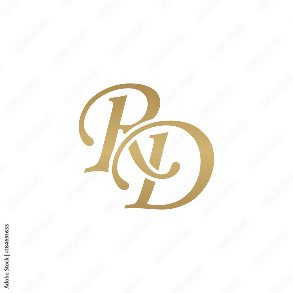 Initial letter RD, overlapping elegant monogram logo, luxury golden ...