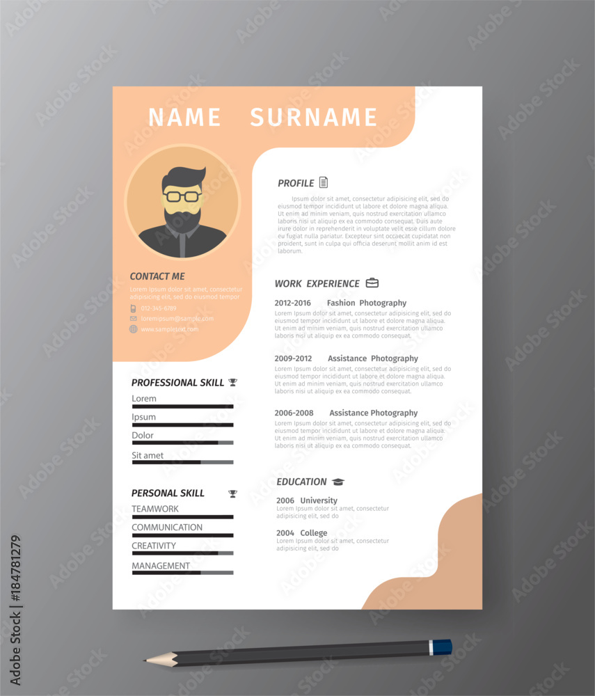 Vector de Stock Clean modern design template of resume or CV,vector illustration | Adobe Stock