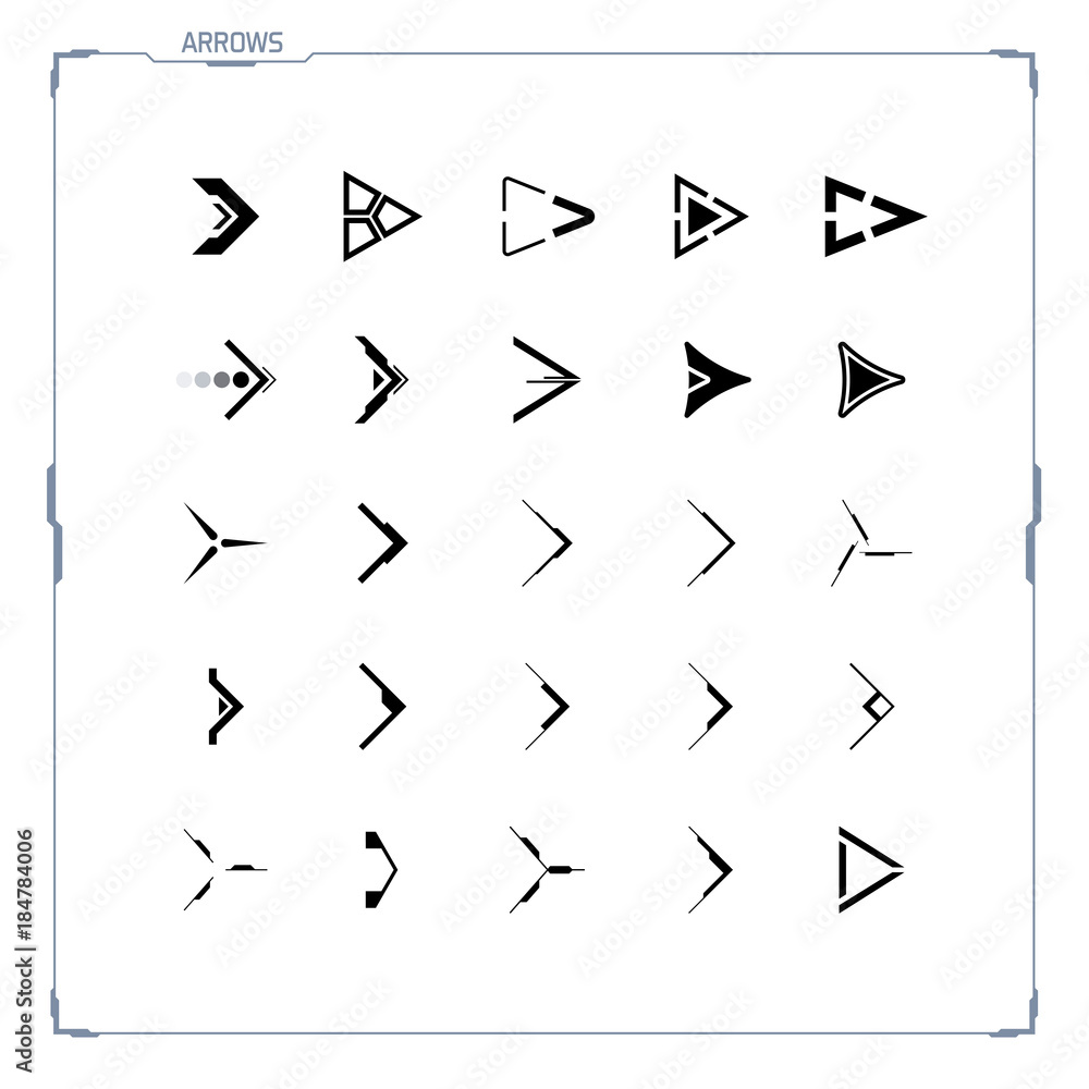 Vector Futuristic Arrow Icons Set Stock Vector | Adobe Stock