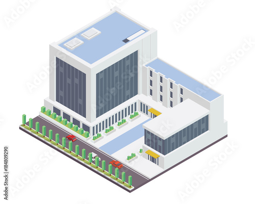 Modern Office Building Illustration in Isometric View, Suitable for ...