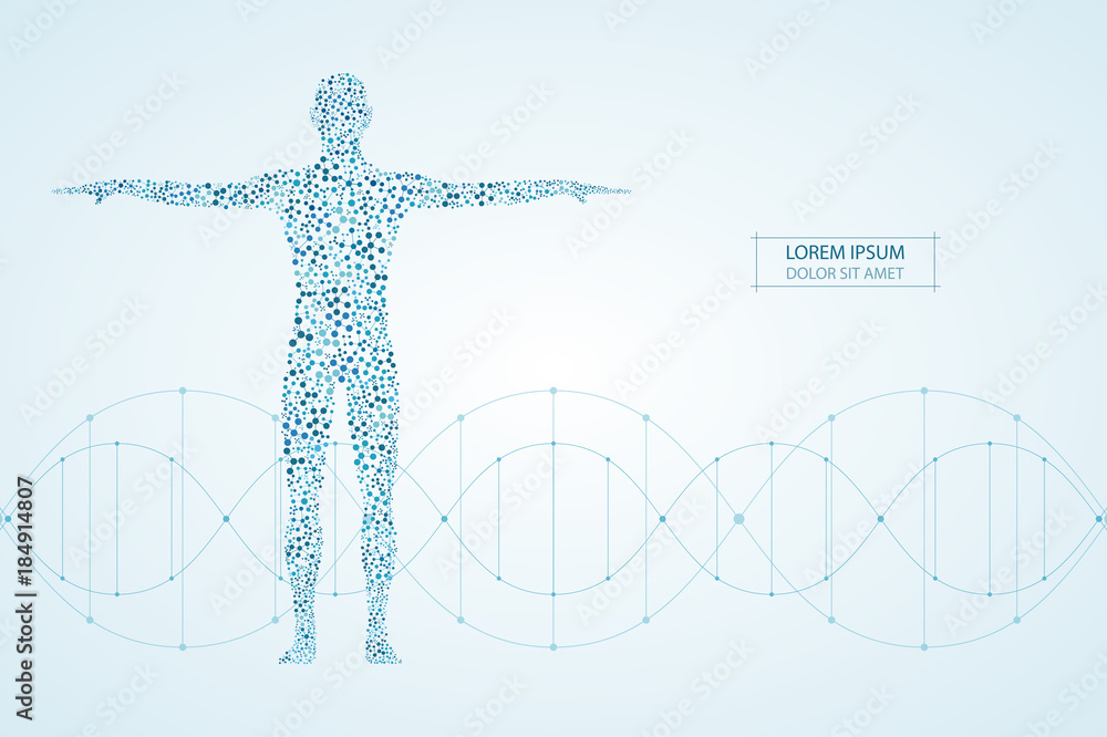 Abstract human body with molecules DNA. Medicine, science and ...