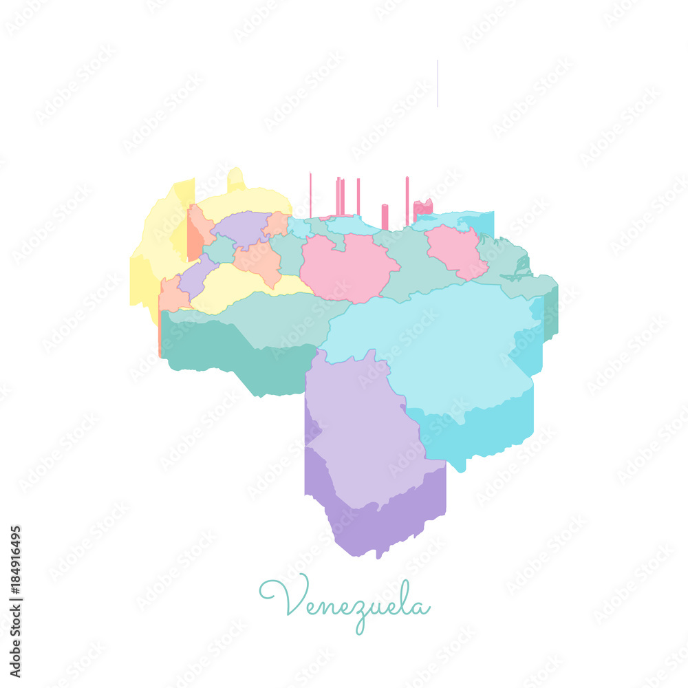 Venezuela region map: colorful isometric top view. Detailed map of ...