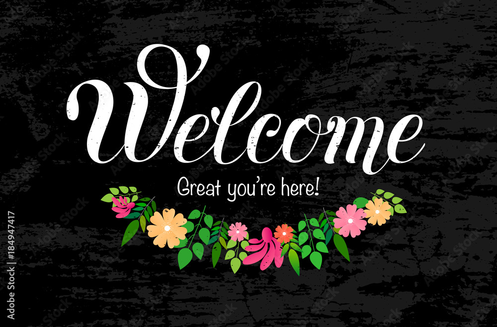 Welcome hand lettering Stock Vector | Adobe Stock