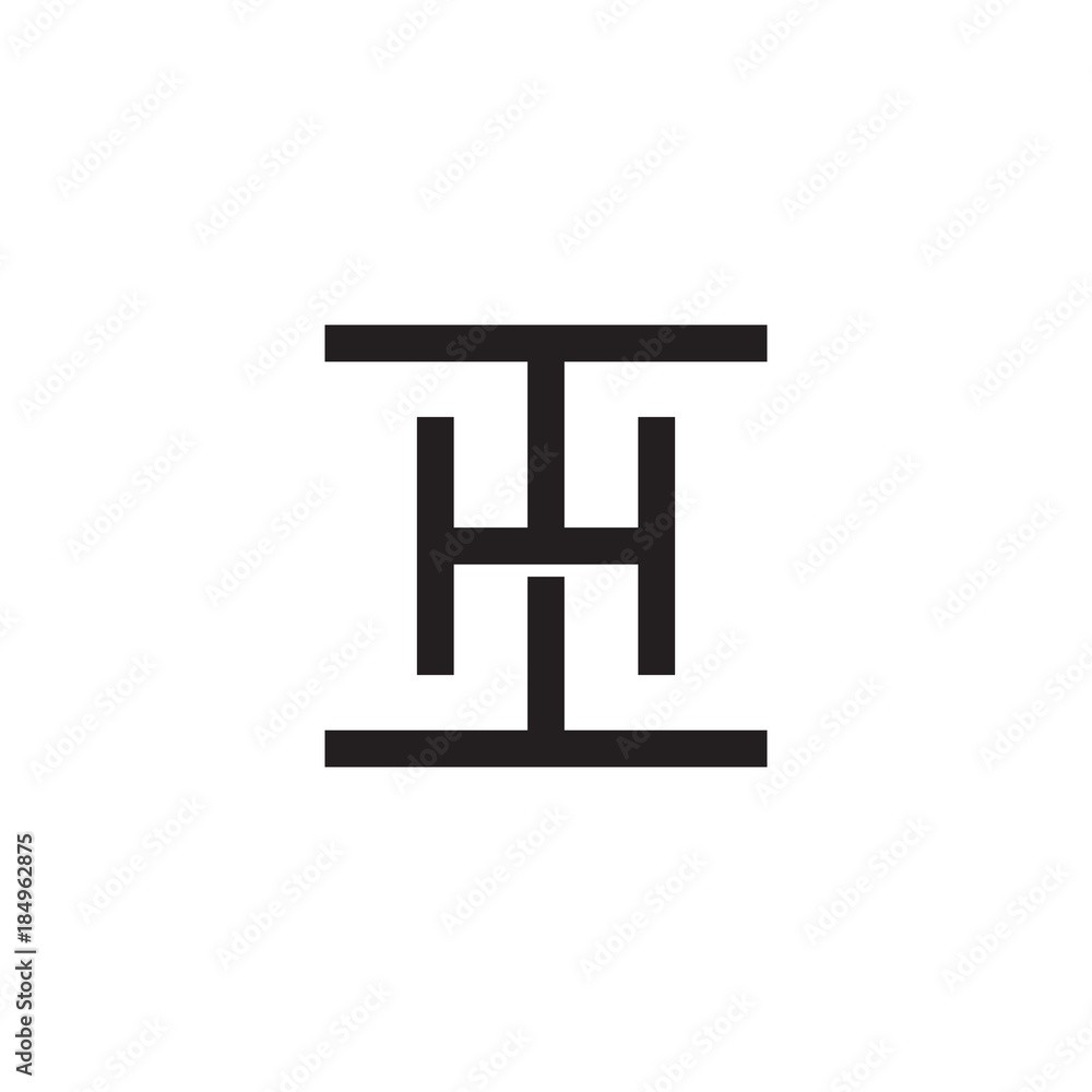 Initial letter I and H, IH, HI, overlapping H inside I, line art logo ...