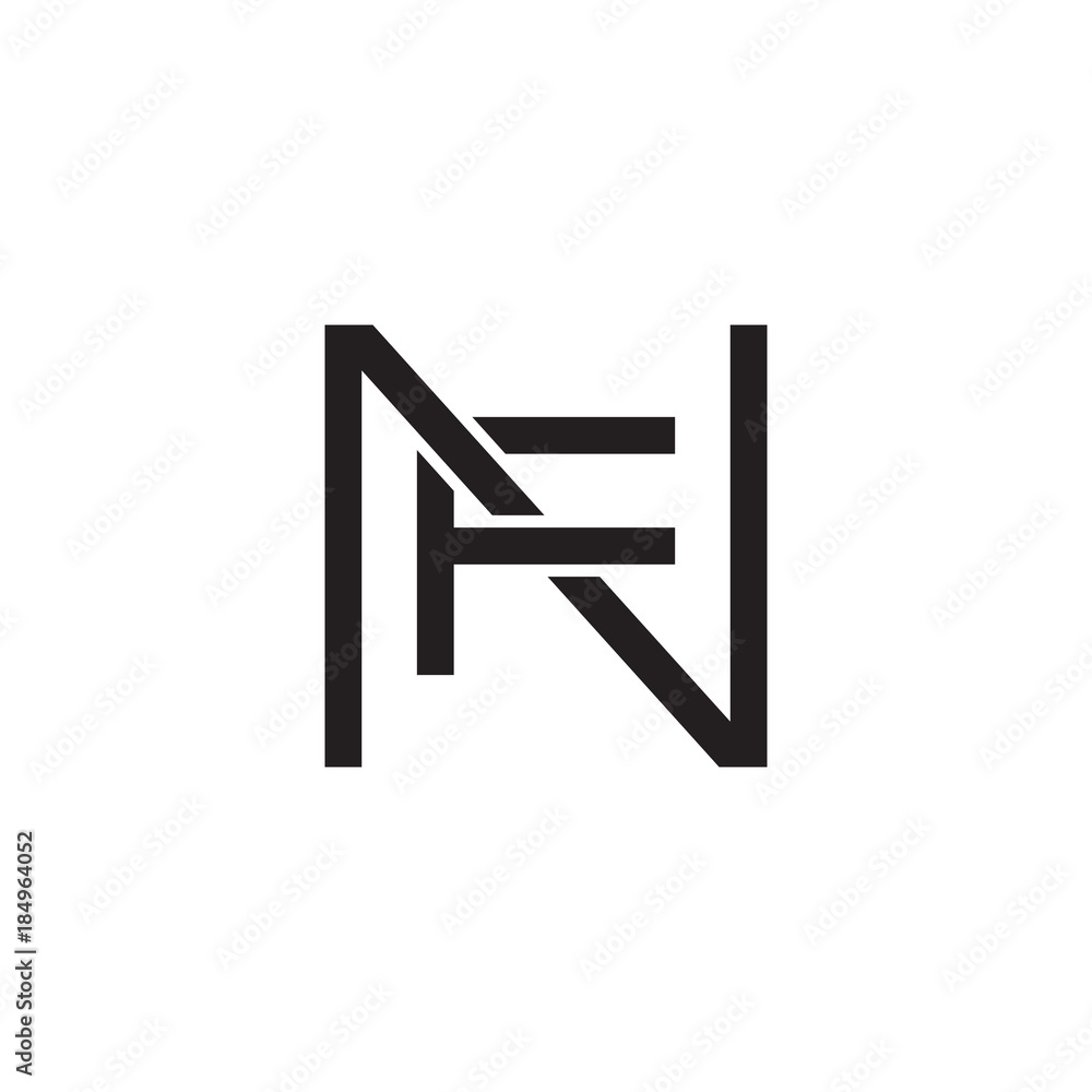 Initial letter N and F, NF, FN, overlapping F inside N, line art logo ...