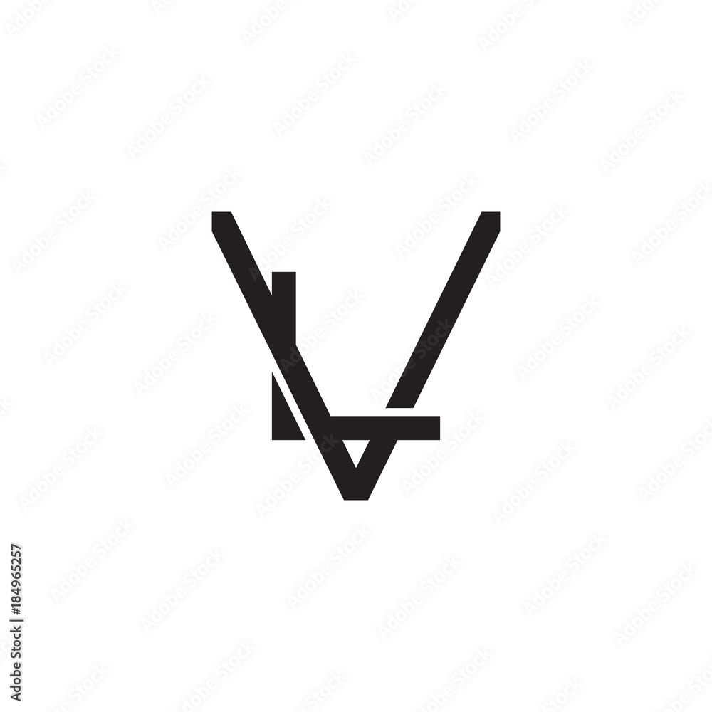 Initial letter V and L, VL, , , overlapping L inside V, line art logo ...
