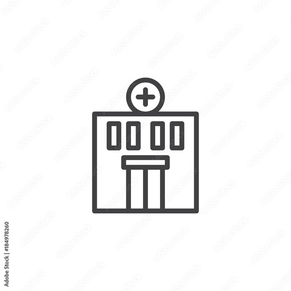 Hospital building line icon, outline vector sign, linear style ...