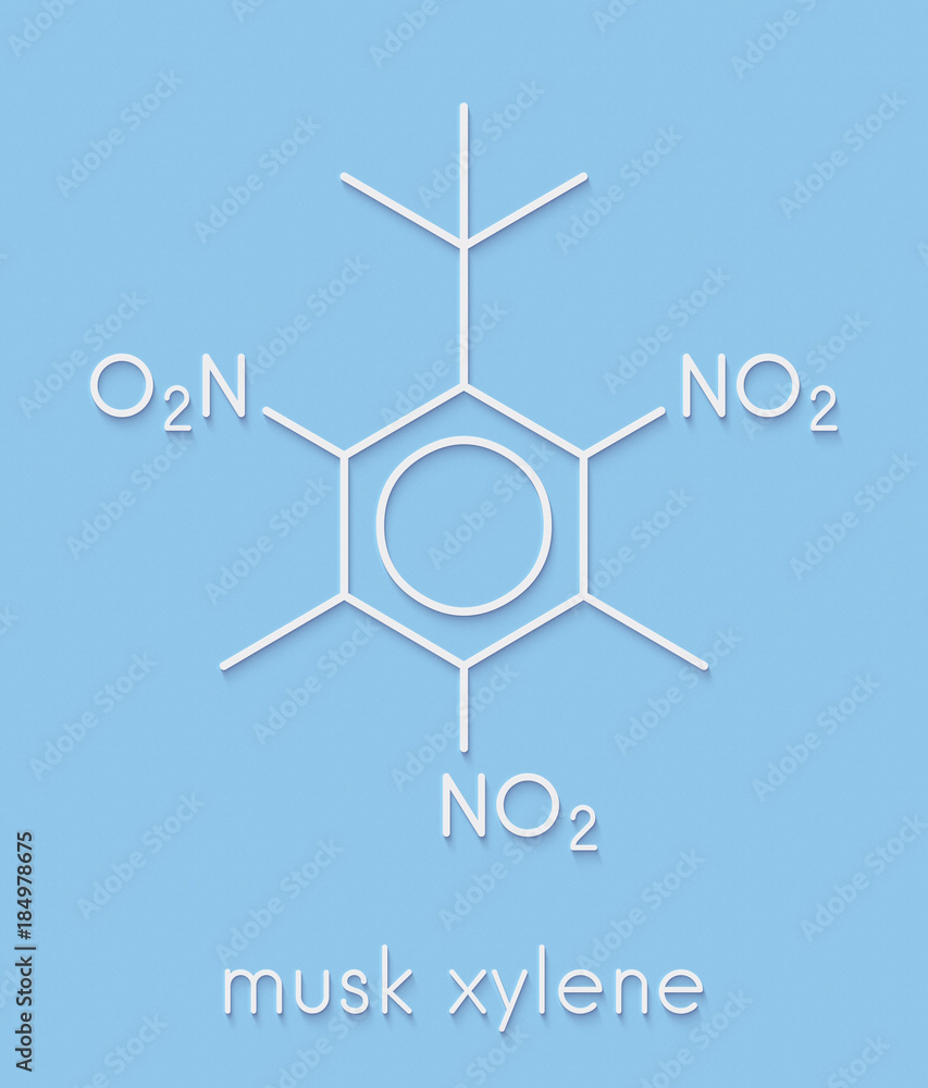 Musk xylene molecule. Highly persistent and bioaccumulative pollutant ...