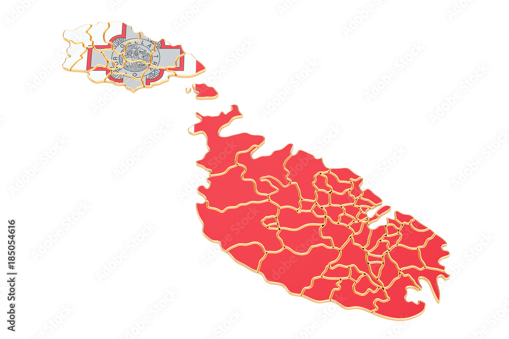 Map of Malta, 3D rendering Stock Illustration | Adobe Stock