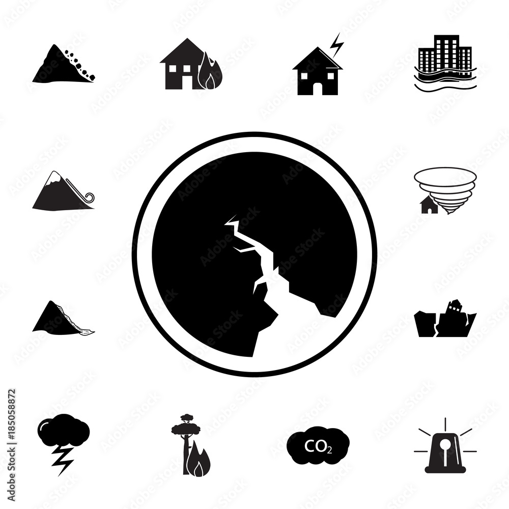 Earthquake Icon. Set of natural disasters icon. Signs and symbols ...