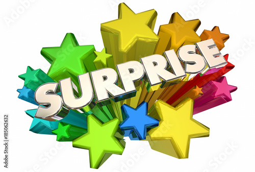 Surprise Stars Big Announcement Word 3d Illustration Stock Illustration ...