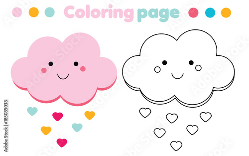 Coloring page with cute cloud. Drawing kids game. Printable activity ...