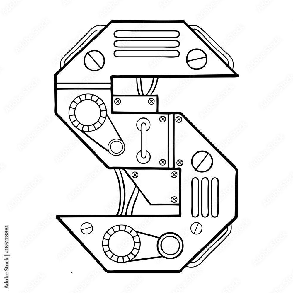 Mechanical letter S engraving vector illustration Stock Vector | Adobe ...