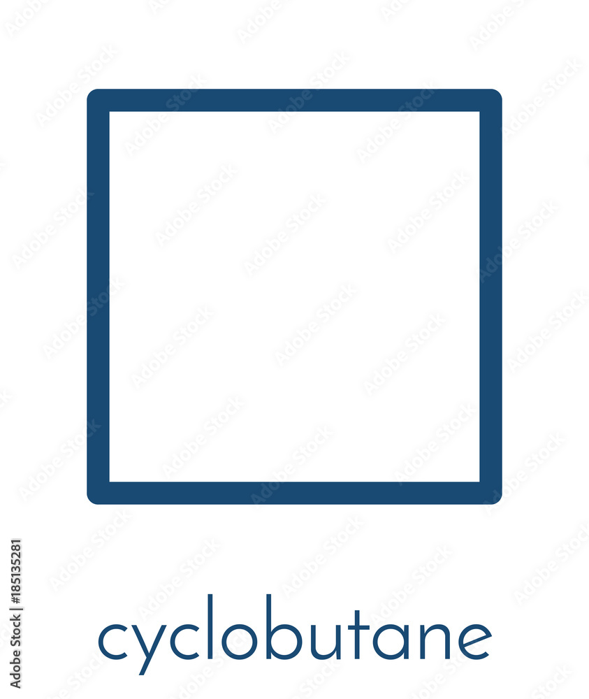 cyclobutane cyclic alkane (cycloalkane) molecule. Skeletal formula ...