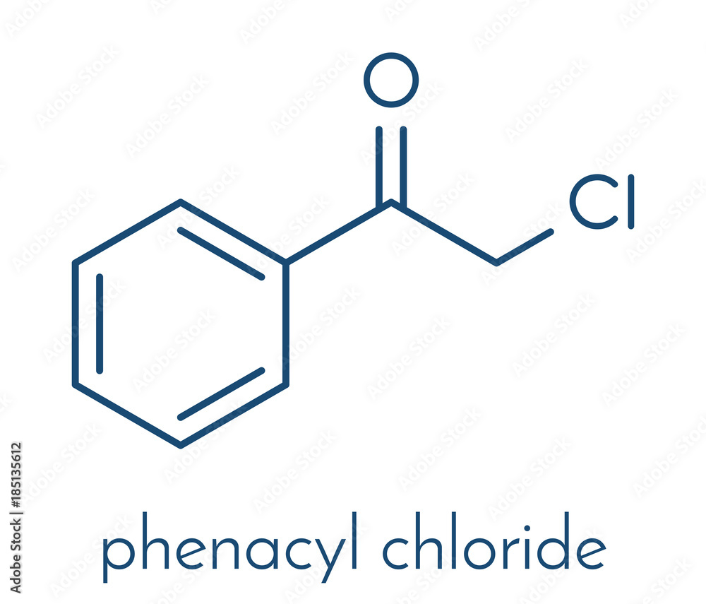 Vector de Stock Phenacyl chloride (CN) tear gas molecule. Skeletal ...