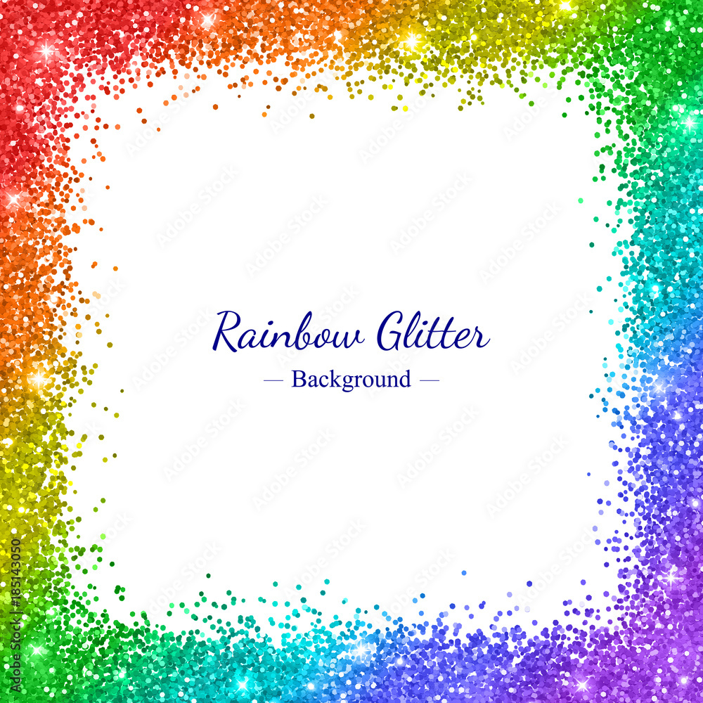 Rainbow glitter border frame on white background. Vector Stock Vector ...