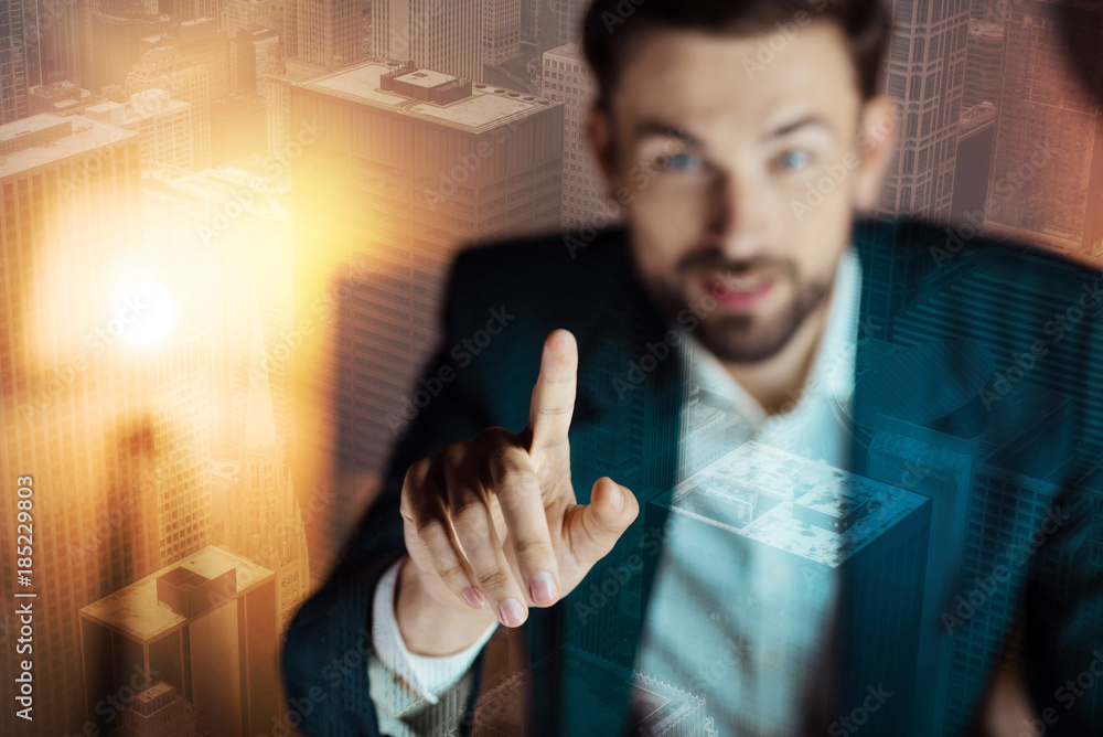 Palpable reality. The focus being on the hand of a handsome young ...