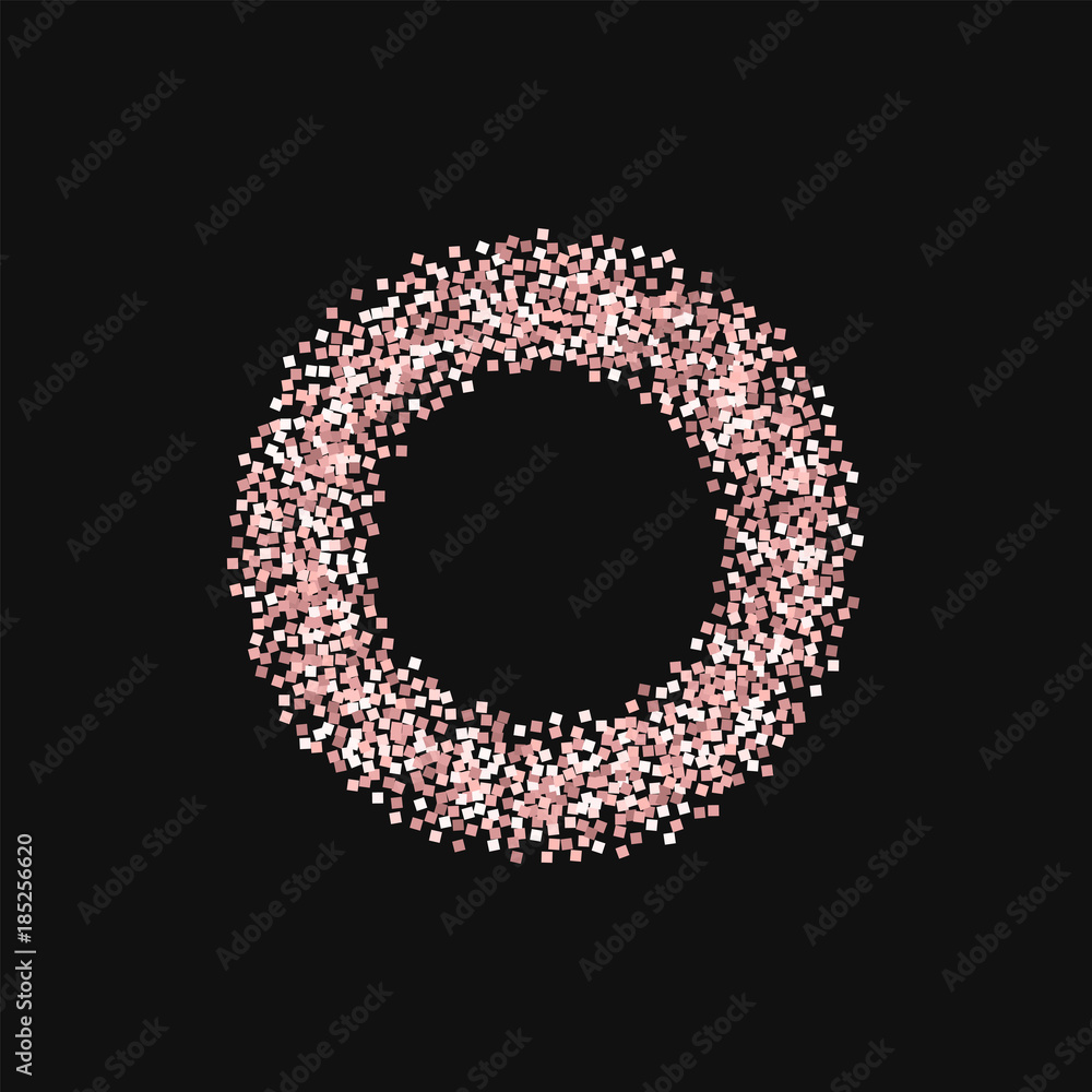Pink gold glitter. Smal bagel with pink gold glitter on black ...