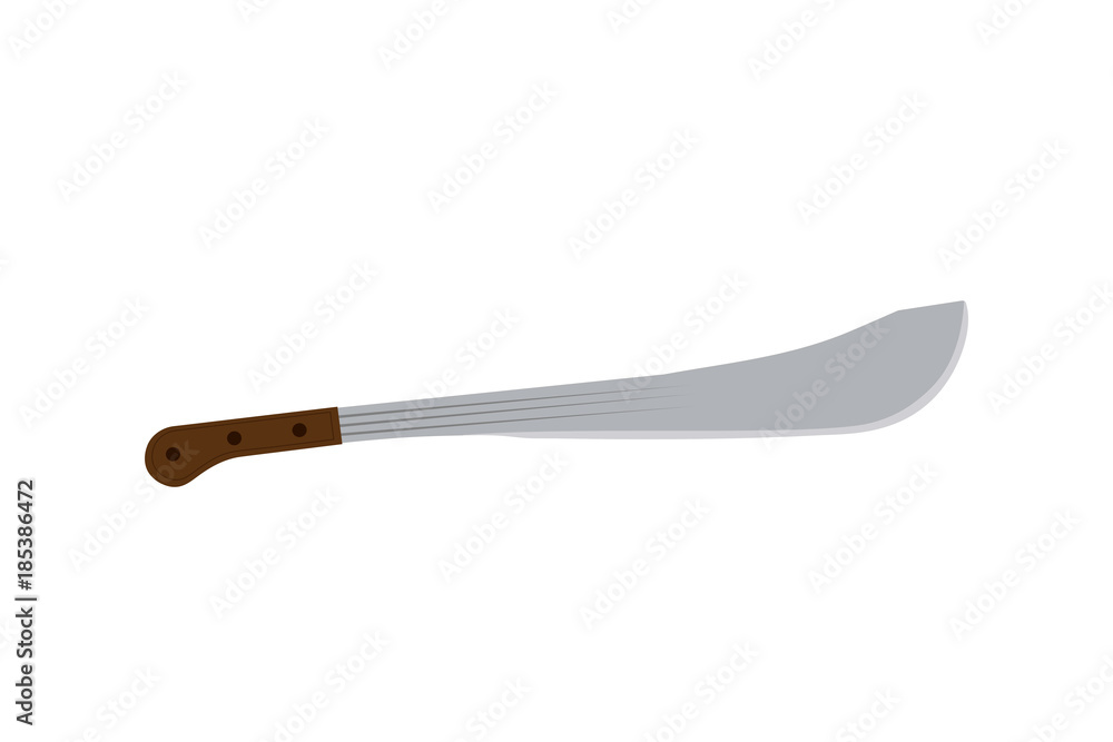 Drawing of a cutlass, a large curved knife with a broad blade, vector ...