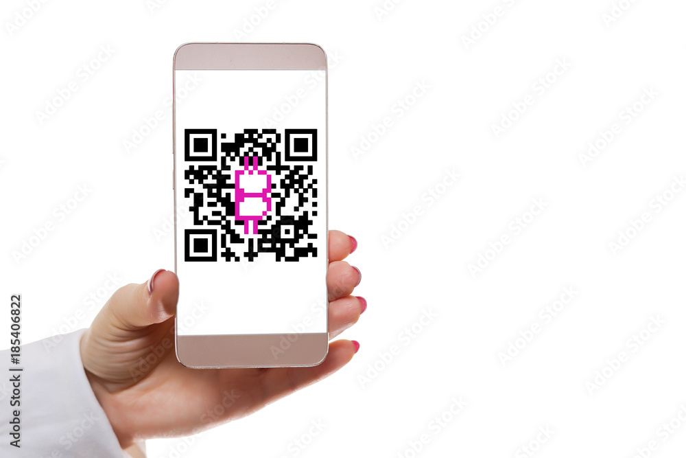 Hand holding mobile banking use scan qr code apps for payment at blur ...