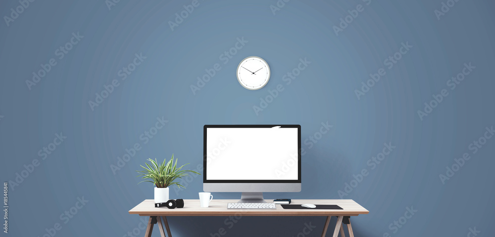 Desktop computer screen isolated. Modern creative workspace background ...