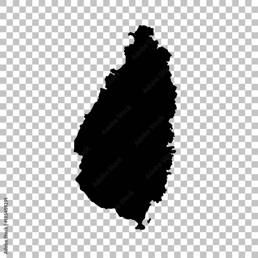 Vector map Saint Lucia. Isolated vector Illustration. Black on White ...